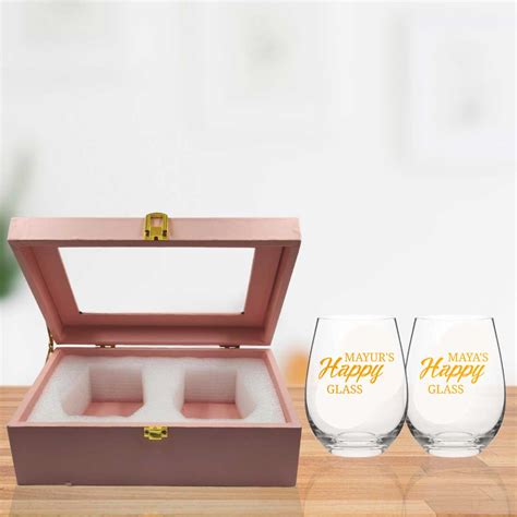Get Personalized Stemless Wine Glasses Set Of 2 Nutcase