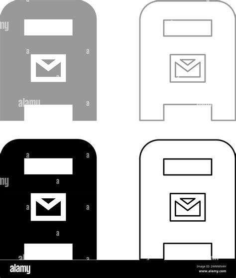 Post Box Mail Postal Letterbox Mailbox Set Icon Grey Black Color Vector Illustration Image