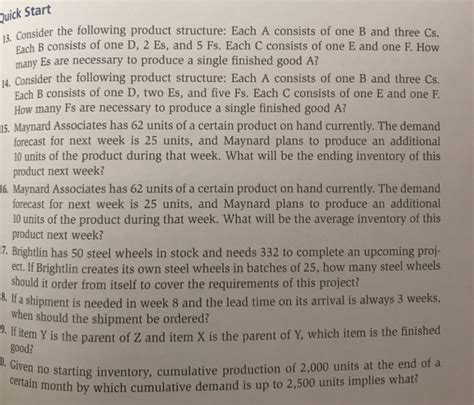 solved quick start i consider the following product