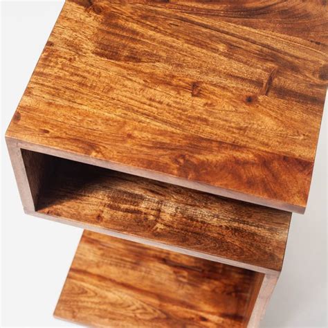 Angular S Shaped Wooden Side Table H57cm
