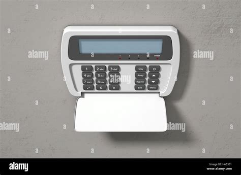 A 3d Render Of A Home Security Keypad Access Panel With Buttons And A Blank Illuminated Screen