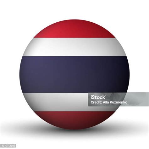 태국의 국기와 유리 빛 공 둥근 구 템플릿 아이콘 국가 기호 흰색 배경에 강조 표시된 광택 사실적 공 3d 추상 벡터 일러스트레이션 큰 거품 3차원 형태에 대한 스톡 벡터