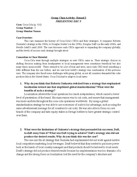 Group Class Activity Final Round 2 Group Class Round 2 Presenting