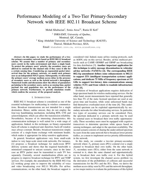 Pdf Performance Modeling Of A Two Tier Primary Secondary Network With