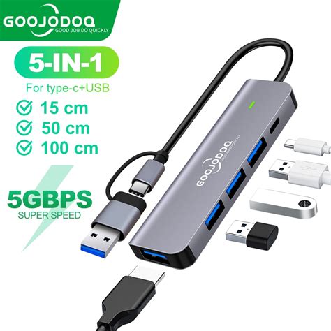 Goojodoq USB HUB Multiple USB Splitter 5 Ports Hight Speed USB 3 0 HUB OTG Printer For Laptop PC