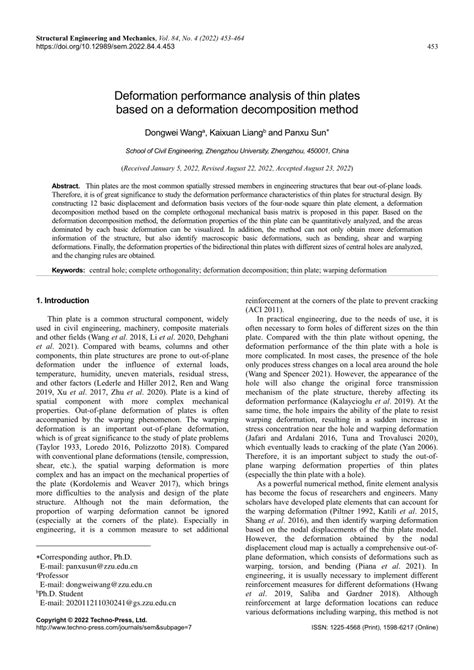 Pdf Deformation Performance Analysis Of Thin Plates Based On A