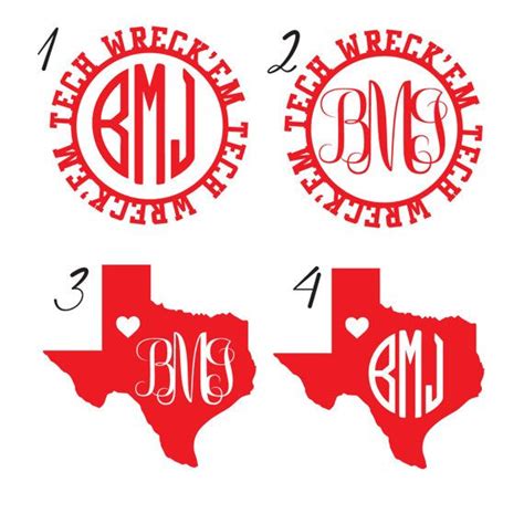 Texas Tech Monogram Decals Monogram Decal Texas Tech Monogram