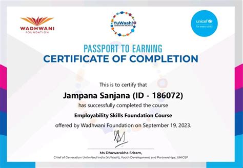 Sanjana Jampana On Linkedin Niitfoundation Unicef Coursecompletion
