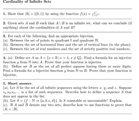 Solved Cardinality Of Infinite Sets 1 Show That [r]
