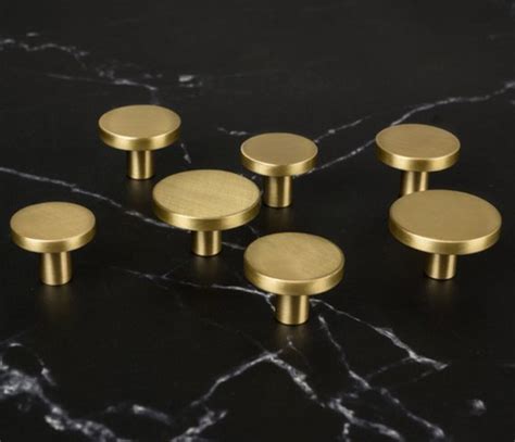 Round Brass Knobs Small Drawer Knobs Pulls Handles Cabinet Etsy Uk