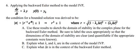 Applying The Backward Euler Method To The Chegg