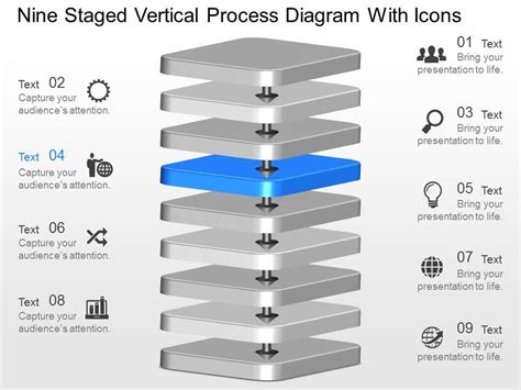 Gf Nine Staged Vertical Process Diagram With Icons Powerpoint Template Templates PowerPoint