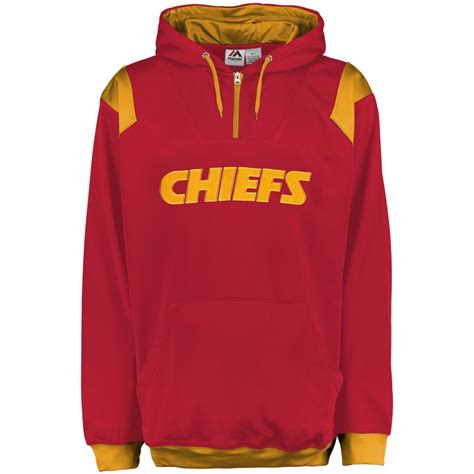 Majestic Kansas City Chiefs Red Big And Tall 14 Zip Pullover Hoodie