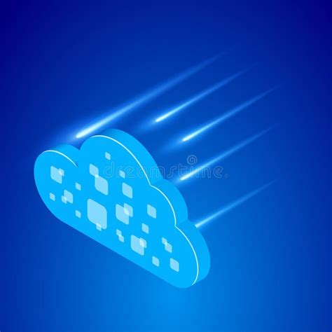 Isometric Illustration Depicting A Futuristic Cloud Computing Concept Stylized Cloud With