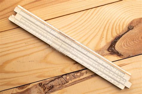 Slide Rule On A Wooden Table Top View Macro Stock Image Image Of Relative Wing 373902195