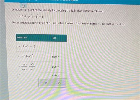 Solved Complete The Proof Of The Identity By Choosing The Chegg Com