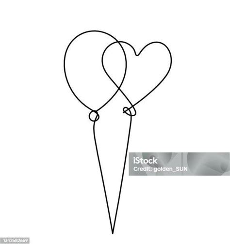 흰색 배경에 줄 그리기로 추상 공기 풍선 기념일에 대한 스톡 벡터 아트 및 기타 이미지 기념일 낙서 드로잉 바람 Istock