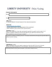 Identifying Minerals Lab Worksheet Docx Babe Information Name