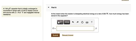 Solved A 7 00 Î¼f Capacitor That Is Initially Uncharged Is Connected In Series With A 5 00 Î