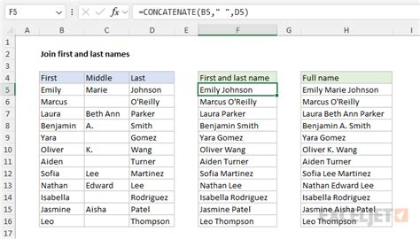 Join First And Last Name Excel Formula Exceljet