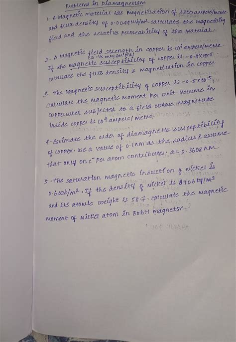 Problems In Diamagnetism A Magnetic Material Has A Magnetization Of 3300