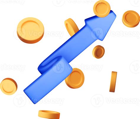 3d Growth Stock Chart Arrow With Golden Coins 52921623 Png