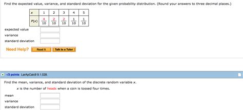 solved find the expected value variance and standard