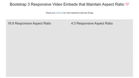 Bootstrap 3 Responsive Video Embeds That Maintain Aspect Ratio