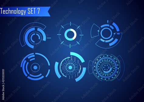 Set Of Circle Abstract Digital Technology Ui Futuristic Hud Virtual