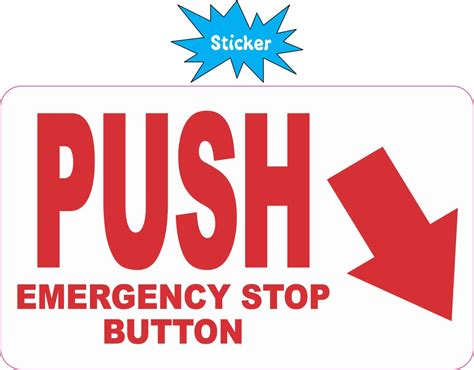 Stickertalk Push Emergency Stop Button Vinyl Sticker 5 Inches By 3