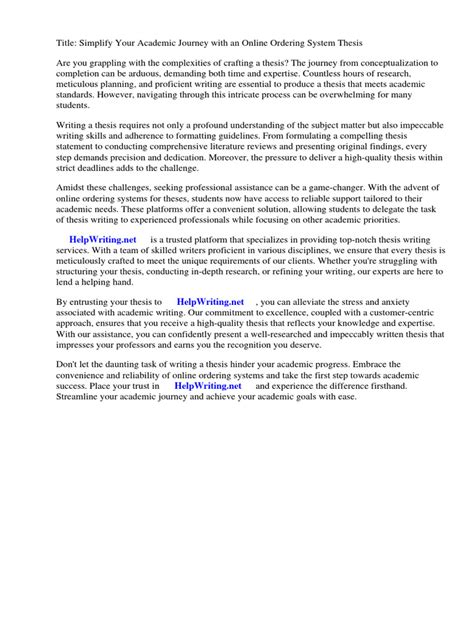 online ordering system thesis title pdf