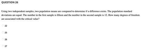 Solved Using Two Independent Samples Two Population Means
