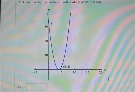 solved find a formula for the quadratic function whose graph