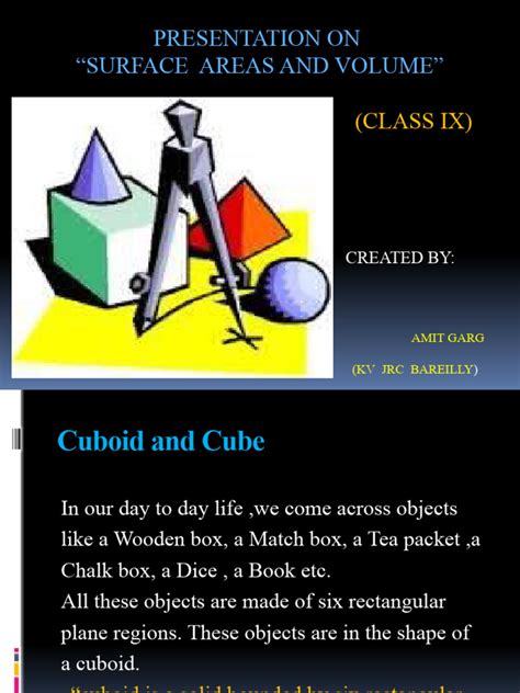 Class 9th Surface Area And Volume Pdf Sphere Area