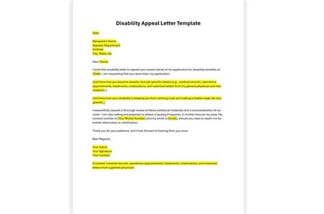 Editable Disability Appeal Letter Template Disability Letter