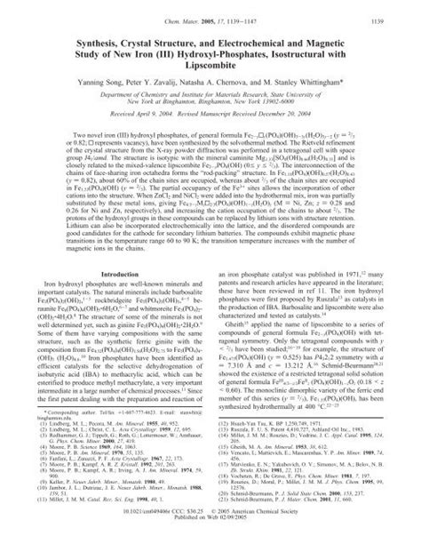 Synthesis Crystal Structure And Electrochemical And Magnetic