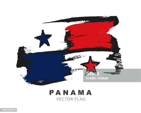 파나마의 국기 손으로 그린 컬러 브러쉬 스트로크 흰색 배경에 고립된 벡터 일러스트레이션입니다 0명에 대한 스톡 벡터 아트 및