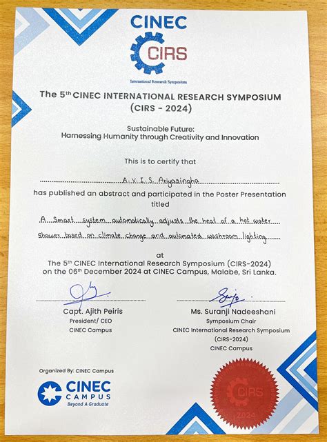 🎉excited To Share That I Have Received A Certificate In The 5th Cinec International Research