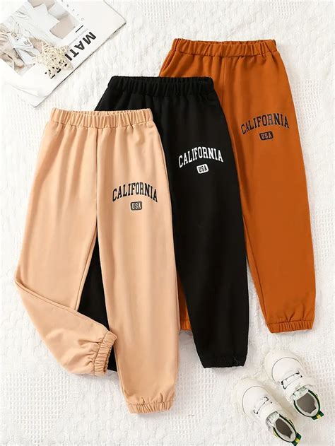 3pcs 어린 소녀 스마트 편안한 스웨트 팬츠 4 7 세 어린이를위한 풀온 조깅 바지 리조트스트리트스포츠 Temu