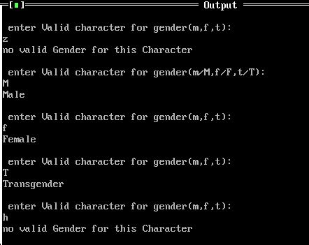 Write A C Program That Display Gender Name Depending Upon Input Character Using Switch Case