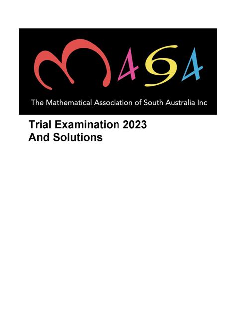 2023 Trial Exams Bundle Up To 4 X The Mathematical Association Of South Australia