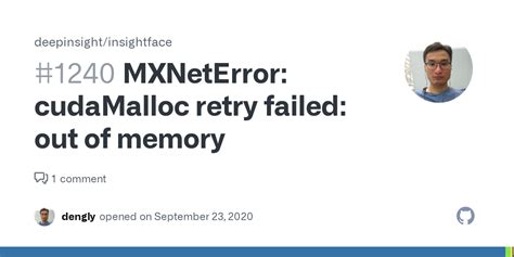 Mxneterror Cudamalloc Retry Failed Out Of Memory · Issue 1240 · Deepinsightinsightface · Github