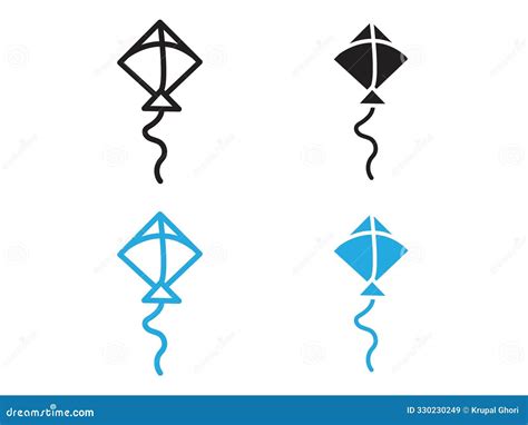 Kite Icon Black And White Vector Outline Sign Stock Illustration