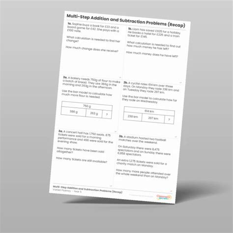 Year 5 Multi Step Addition And Subtraction Problems Recap Varied Fluency Resource Classroom