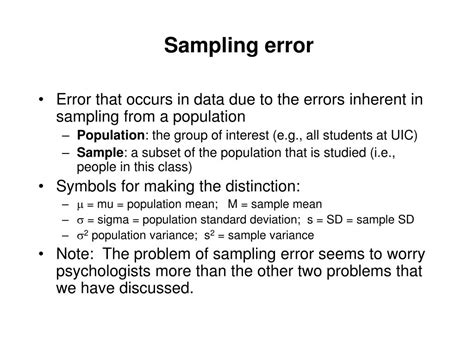 Sampling Error In Research Sampling Bias