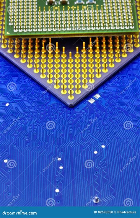 Technological Background With Computer Motherboard And Central