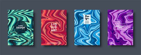 다채로운 추상 기하학적 배경 액체 동적 안감 그라데이션 파도 유체 대리석 질감 현대적인 커버 세트 Eps10 벡터 3차원 형태에 대한 스톡 벡터 아트 및 기타 이미지