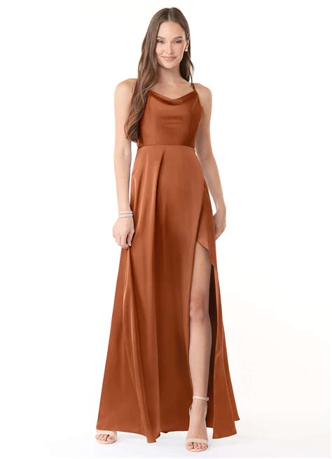 Azazie Naomie Stretch Satin Dress Copper Bridesmaid Dresses Azazie
