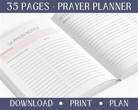 Prayer Planner Printable Daily Gratitude Journal Prayer Notes Sermons Notability Planner