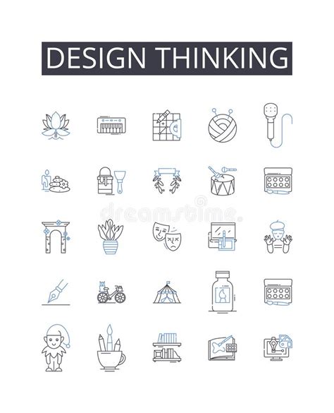 Design Thinking Line Icons Collection Efficiency Procedures